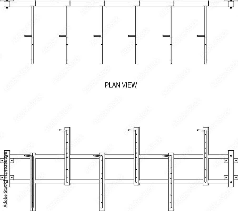 vector illustration of a bicycle parking safety rack in a public place ...