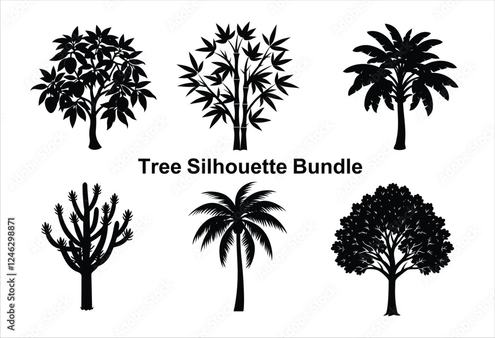 Detailed tree silhouettes - Illustration, silhouette tree line drawing ...