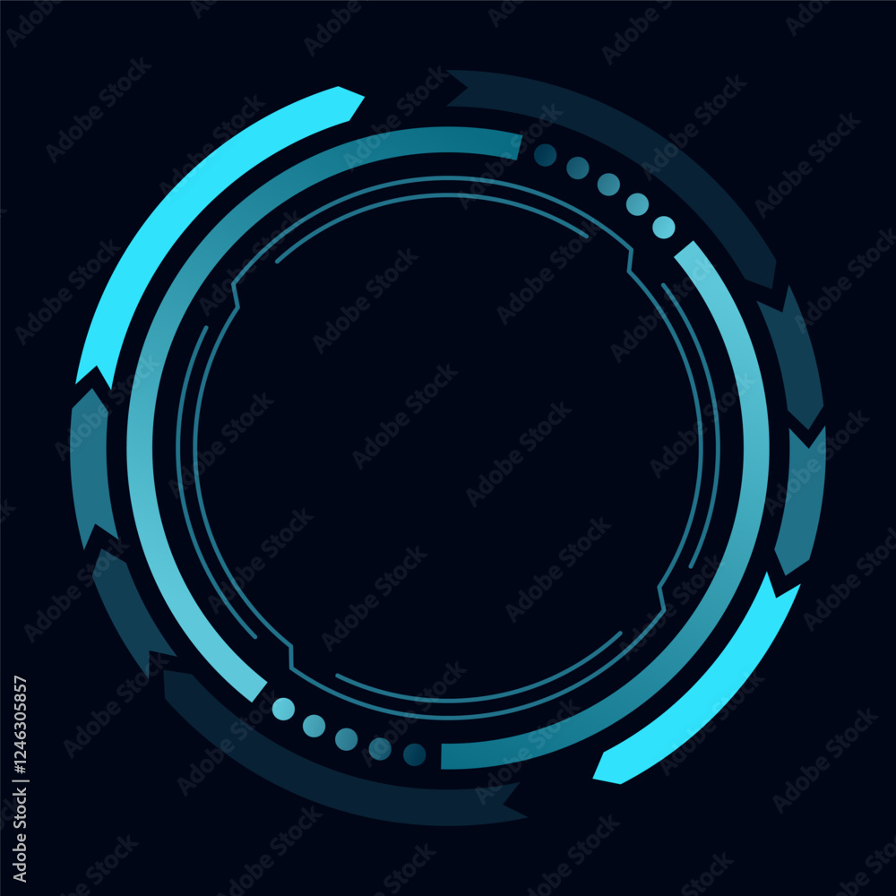 Hud round frame or border, sci fi circular neon element for digital ui ...