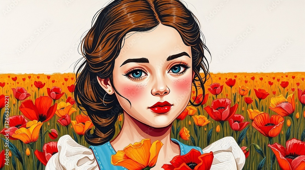 Dorothy in the Enchanted Poppy Field in The Wizard of Oz Stock ...