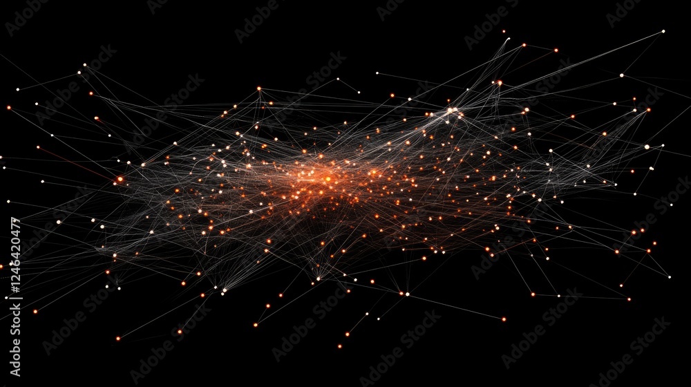 Abstract representation of computer networking with interconnected digital nodes. Stock ...