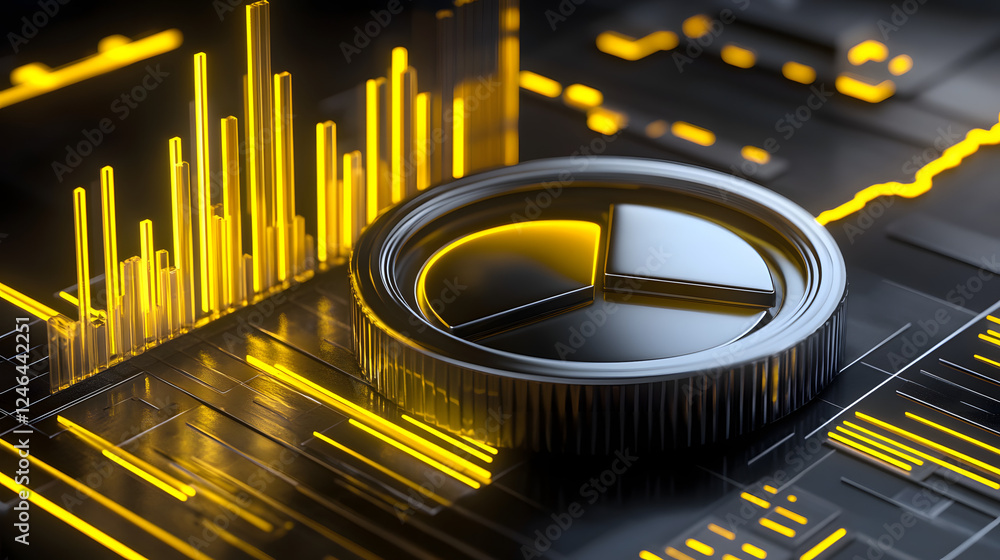 Ilustración de Stock Cute isometric 3D image of 3D pie chart and bar ...
