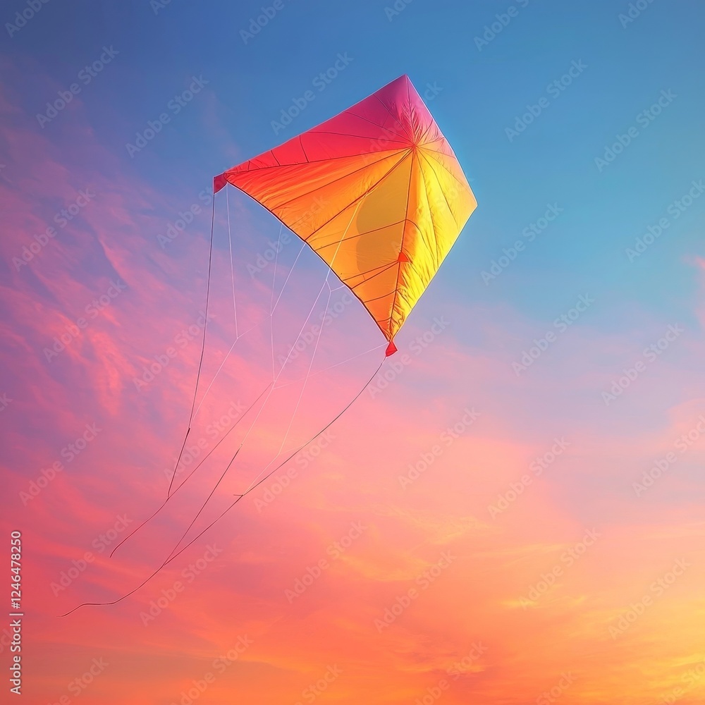 Kite Soaring High in Pastel Colored Sky Symbolizing Freedom and New ...