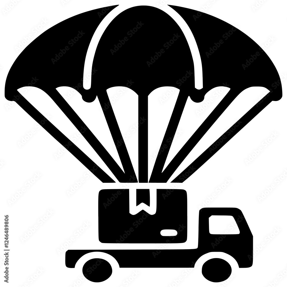 Delivering with Care: A bold, black and white illustration depicting a ...