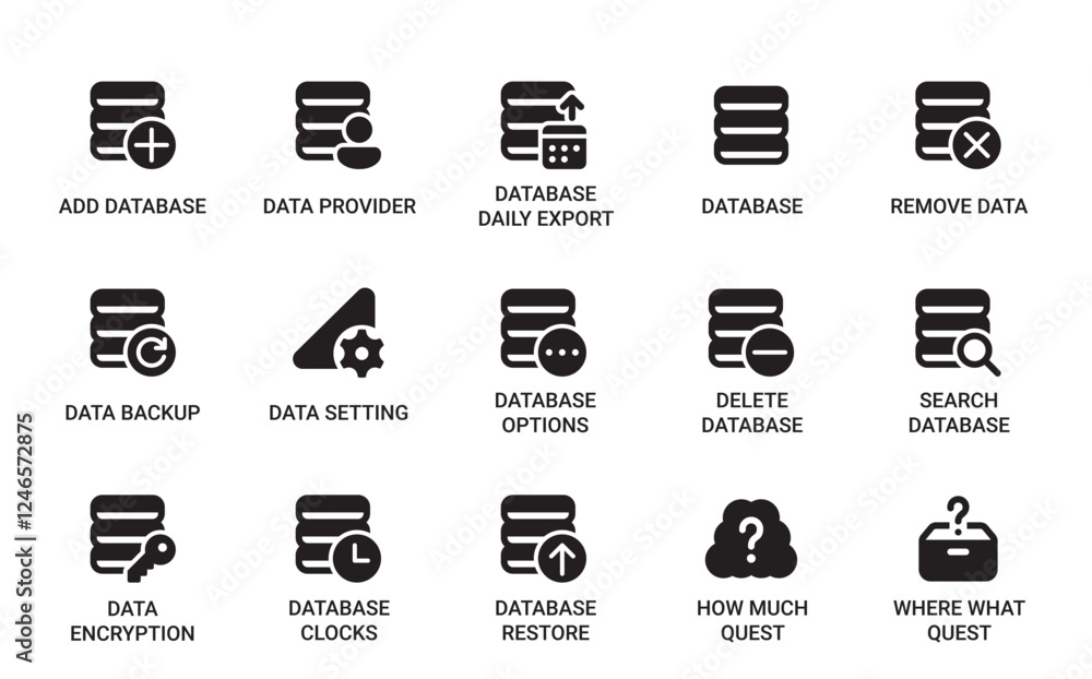 Fluent System Filled Database Operations Category Outline Pictogram ...