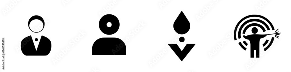 Symbols representing diverse professional roles and activities in a ...