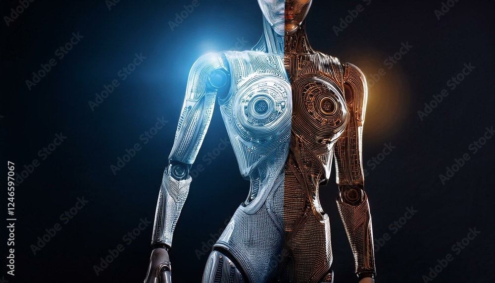 Half human and half robot generated image to use in science and ...