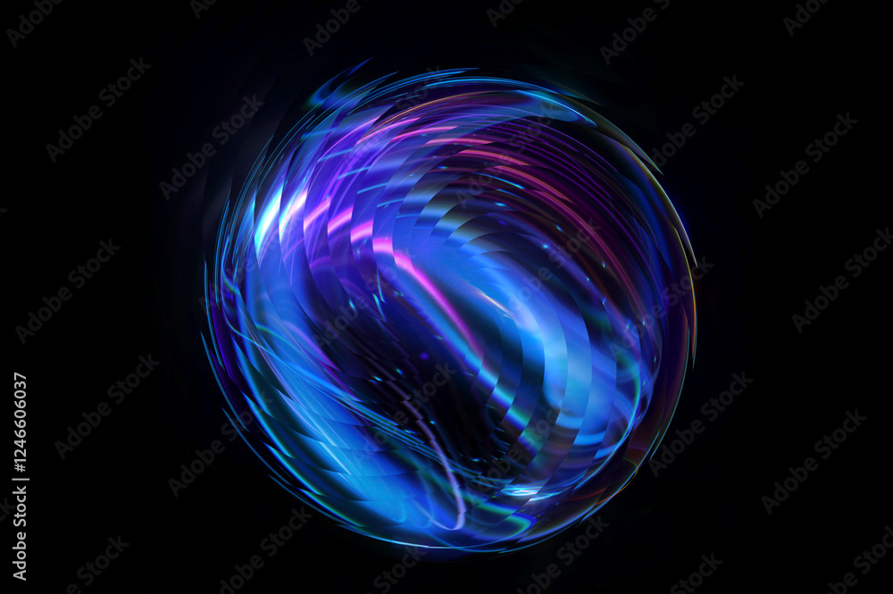 Glow swirl light effect. Circular lens flare. Abstract rotational lines ...