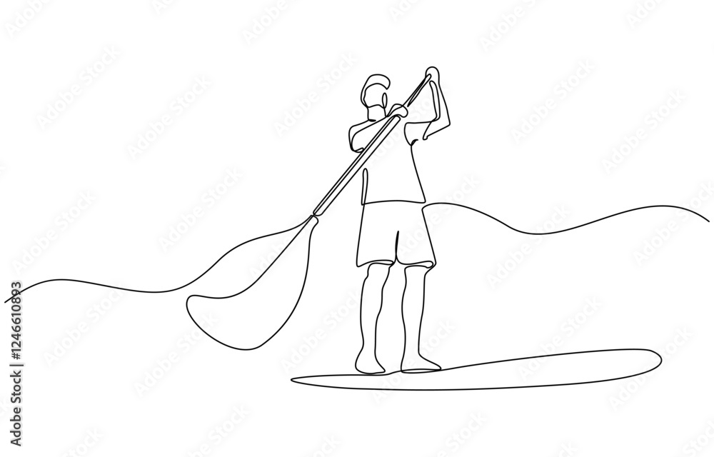 One continuous single drawing line art flat doodle stretch out man ...