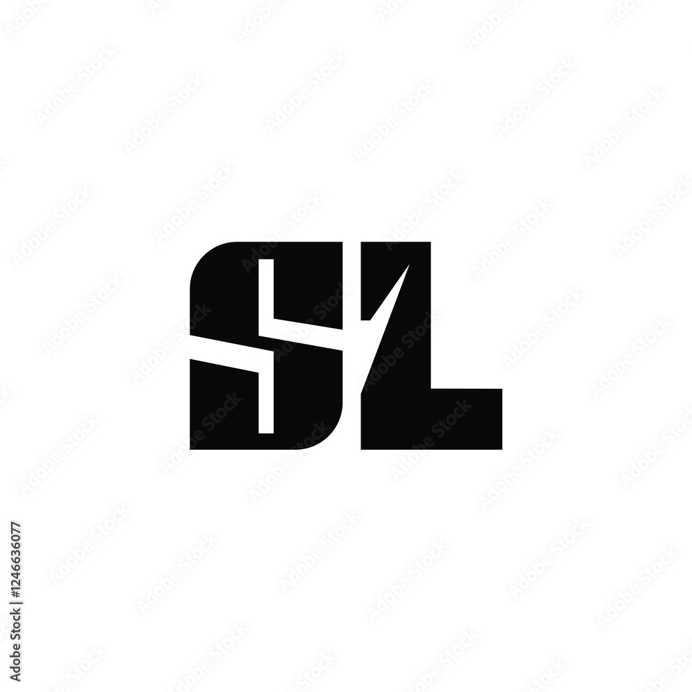 SL monogram logo design letter text name symbol monochrome logotype ...