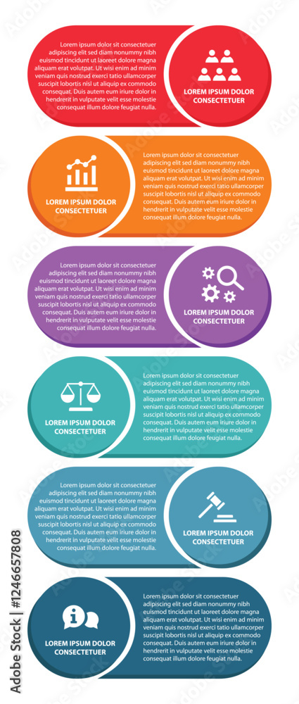 6 steps infographic template with 6 options. Flowchart that can be used ...