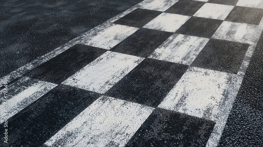 Black and White Checkered Race Track Finish Line Pattern with Textured ...