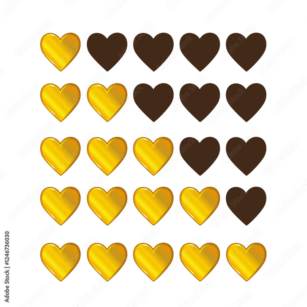 Five hearts rating icon vector illustration isolated on white ...