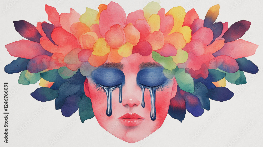 Medusa, A digital artwork depicting a tragic Medusa shedding silver ...