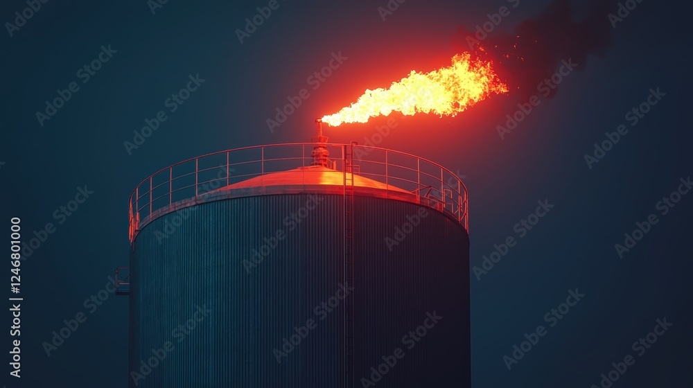 LNG storage facility showcasing a towering tank, detailed piping ...