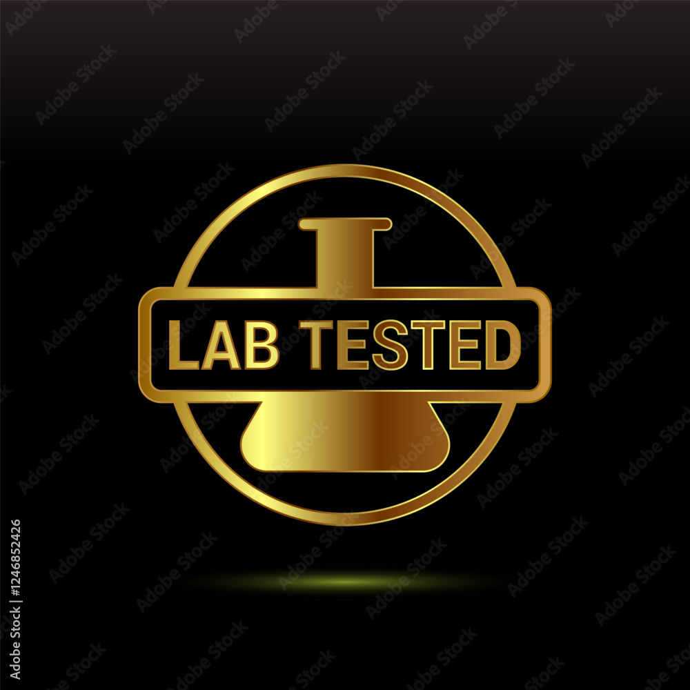 Lab tested icon. Laboratory testing product quality certificate symbol ...