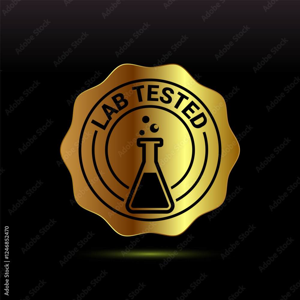 Lab tested icon. Laboratory testing product quality certificate symbol ...