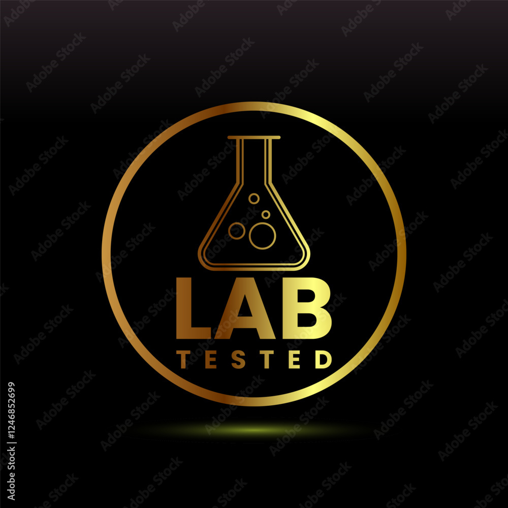 Lab tested icon. Laboratory testing product quality certificate symbol ...