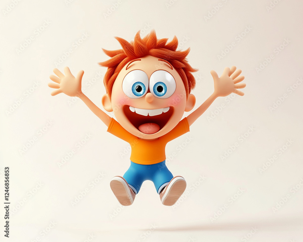 Excited animated cartoon character displaying exaggerated joyful ...