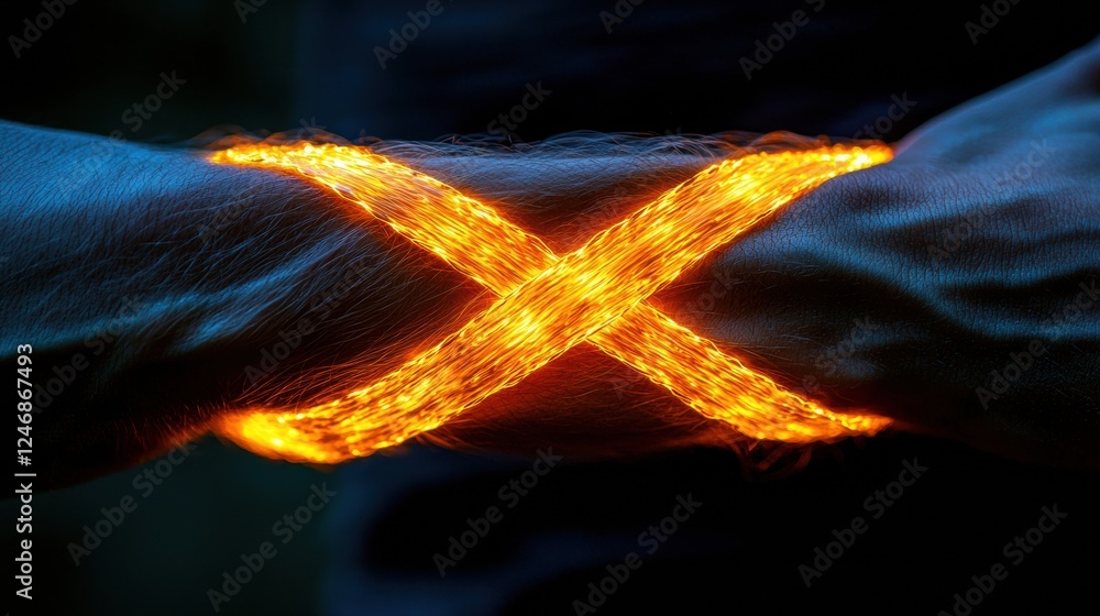 Glowing Energy Threads Intertwined Around a Human Arm Depicting ...