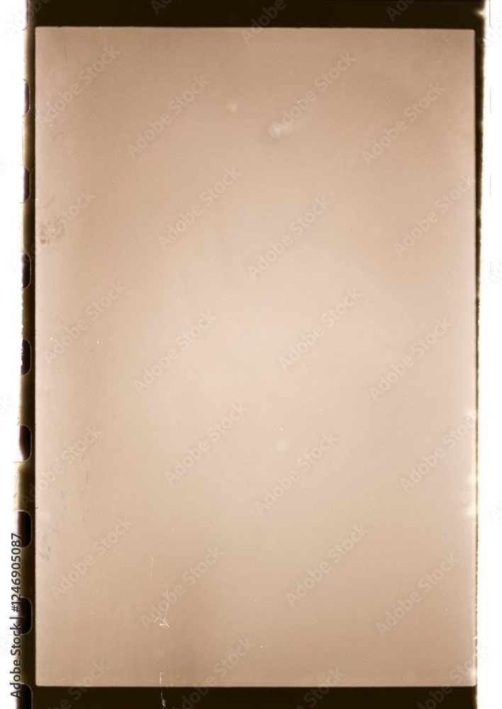 A blank vintage film negative frame with perforations on the sides ...