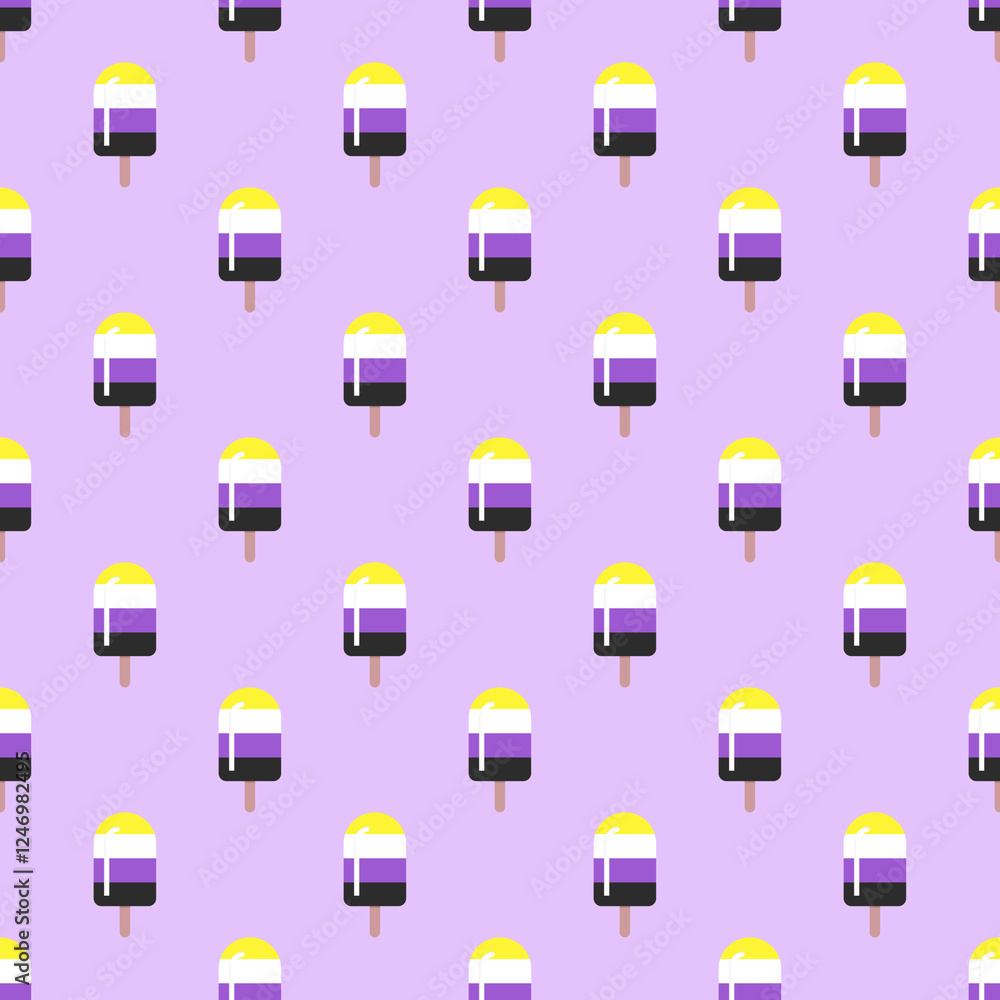 LGBTQIA+ Pride Non Binary Pride Flag Pattern, high quality seamless popsicle pattern in ...