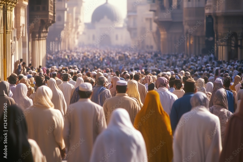 Pilgrims walking in mecca, saudi arabia, during hajj pilgrimage Stock ...
