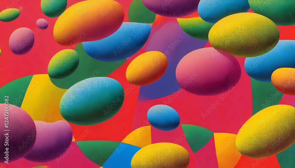 Fondo colorido y con textura de figuras ovaladas flotando en el aire ...