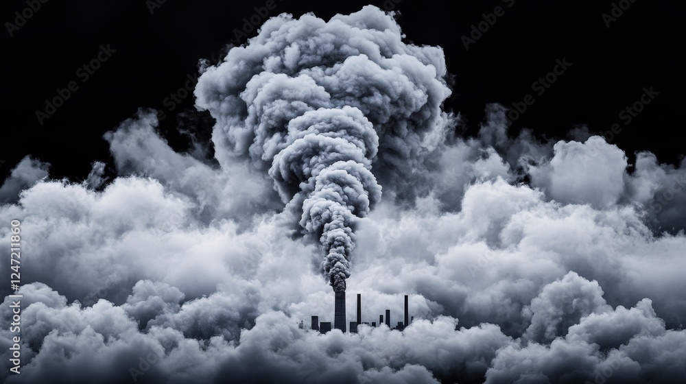 Industrial Smoke Billowing Above Clouds - A striking image of ...