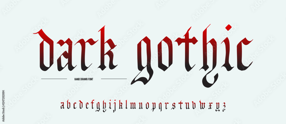 Gothic alphabet. Medieval handwritten typeface in old style made with ...