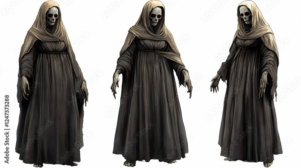 Old cursed nun isolated with white highlights, png. Cursed & Haunted ...