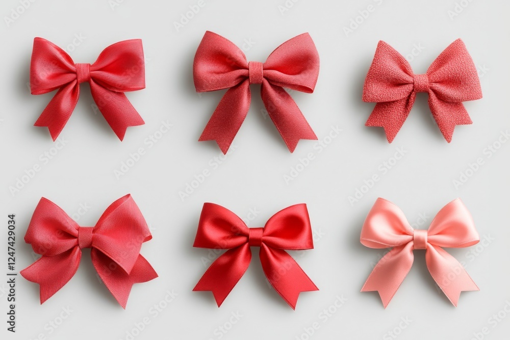 Variety of shapes and colors of bows clipart displayed on a neutral ...