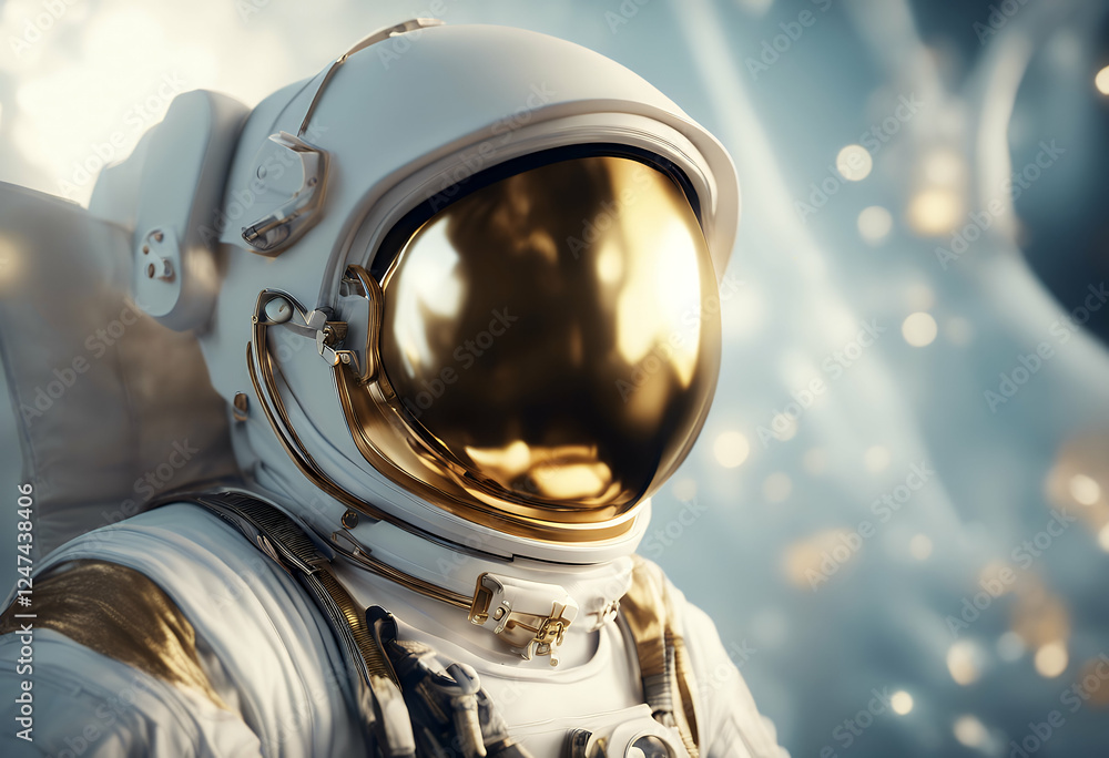 lighting visor astronaut front render gold 3d white illustration ...