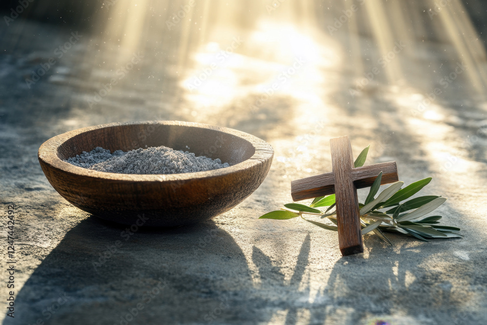 Religion, faith, liturgy, Ash Wednesday, Lent background. Brown wooden ...