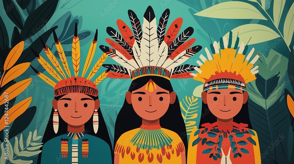 Vibrant depiction of Indigenous People Day, featuring cultural symbols ...