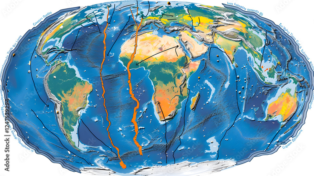 Detailed Visual Representation of Earth's Plate Tectonics and ...