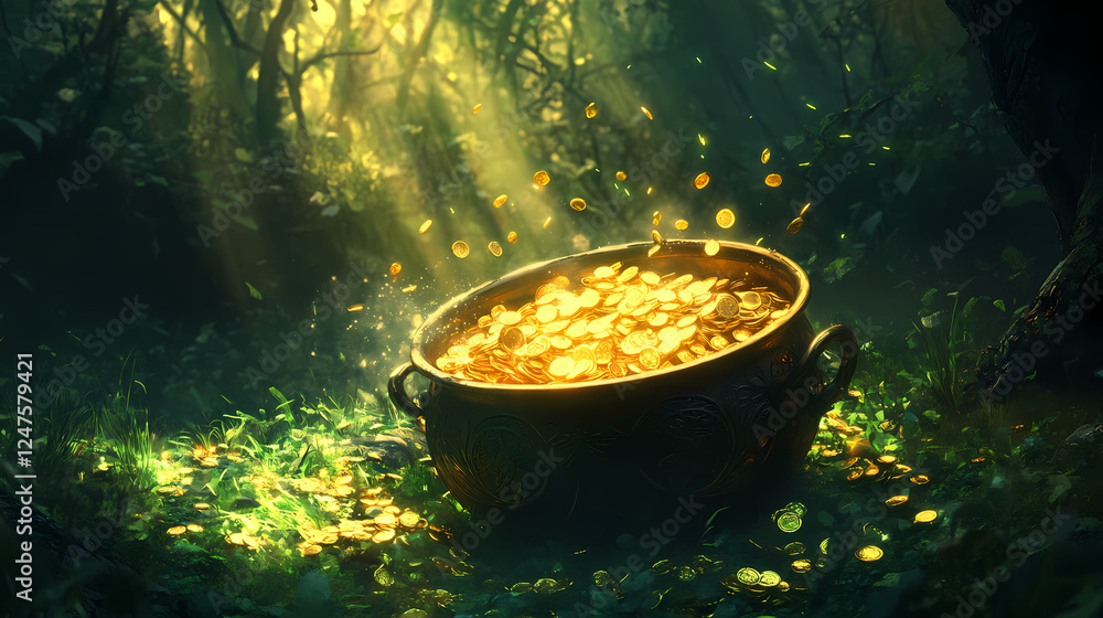 Irish folklore reimagined: a mystical pot of gold infused with celtic ...