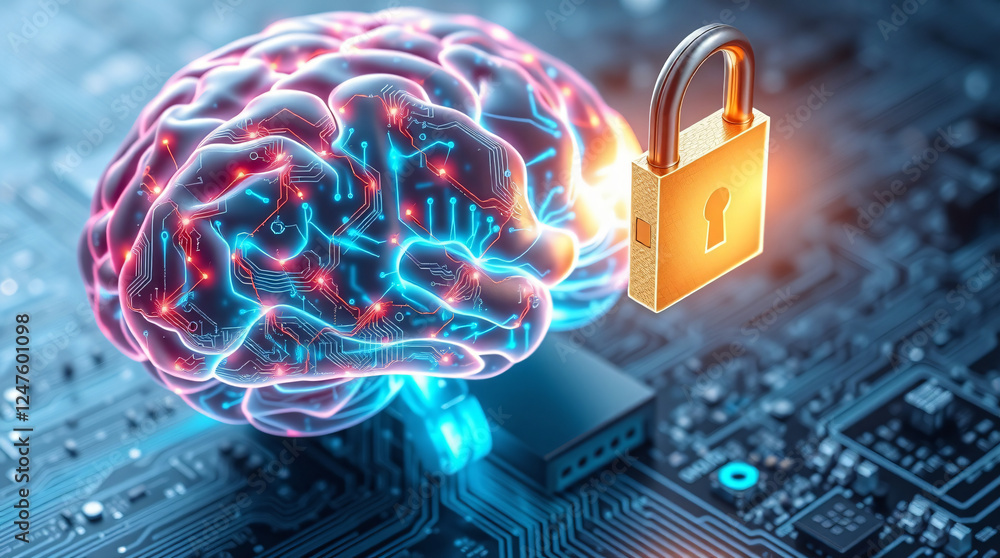 Holographic brain connecting to motherboard - Cyber security Stock ...