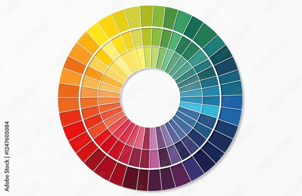 Circular color wheel chart shows primary, secondary colors. Tints ...