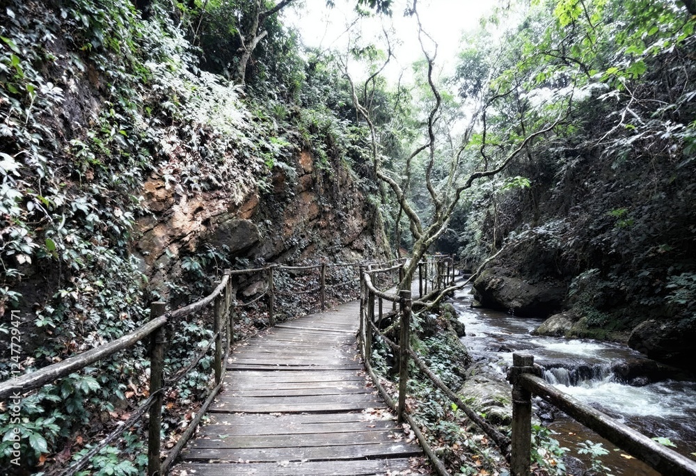 trail in the rain forest of taman hutan raya bandung nature walkway ...