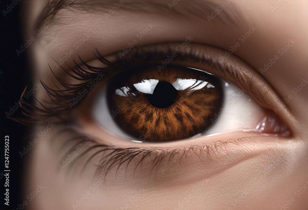 realistic brown iris five black eyes background human isolated eye ball ...