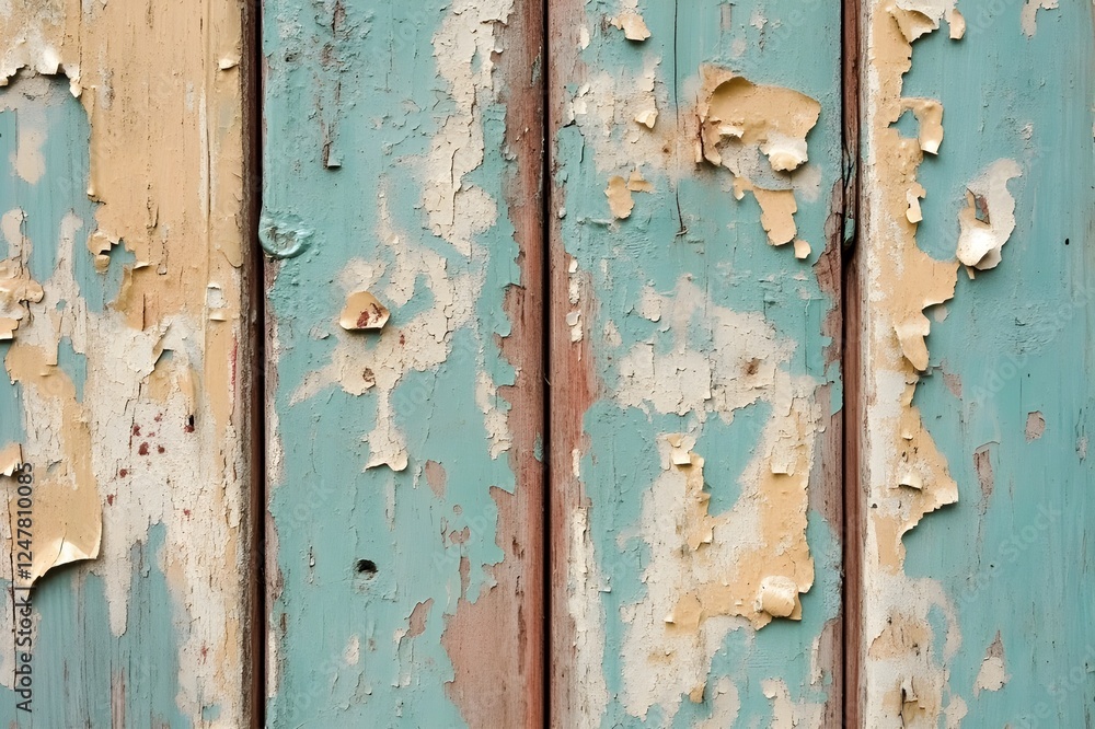 Faded look full of character, peeling paint texture shows history and ...