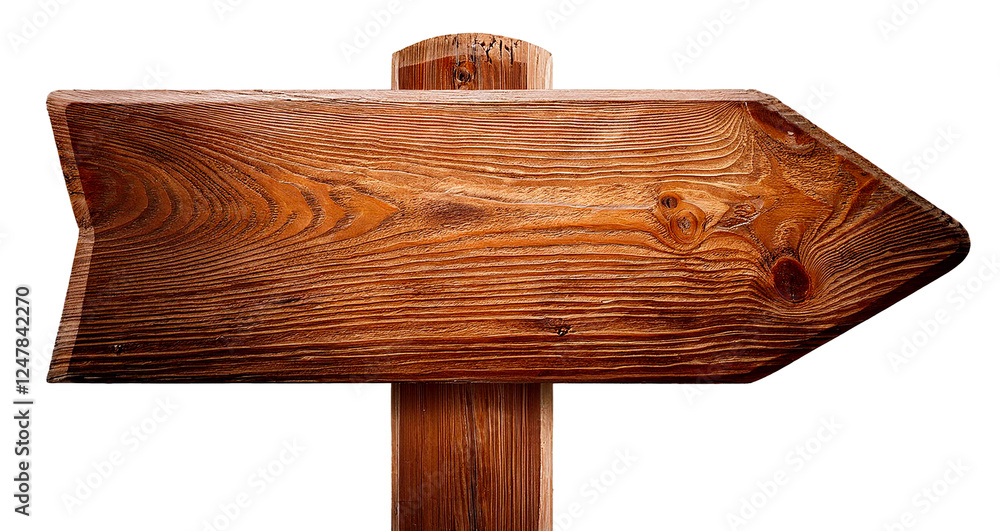 blank old wooden navigation sign in triangle arrow shape isolated on ...