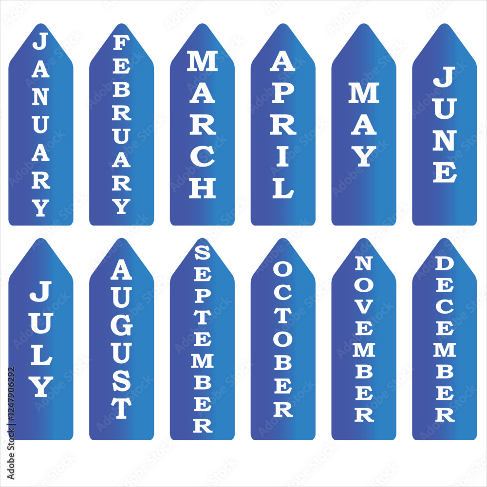Months names of the year on the background of an colorful gradient Art ...