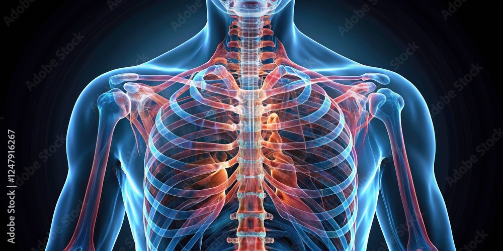 Chest X-Ray: Skeletal & Respiratory Anatomy - High-Resolution Medical ...