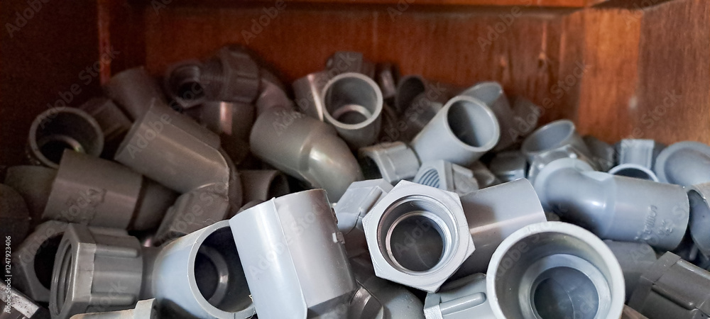 PVC pipe with thread, Coupling for pipes, Pipe fitting. Pumping ...