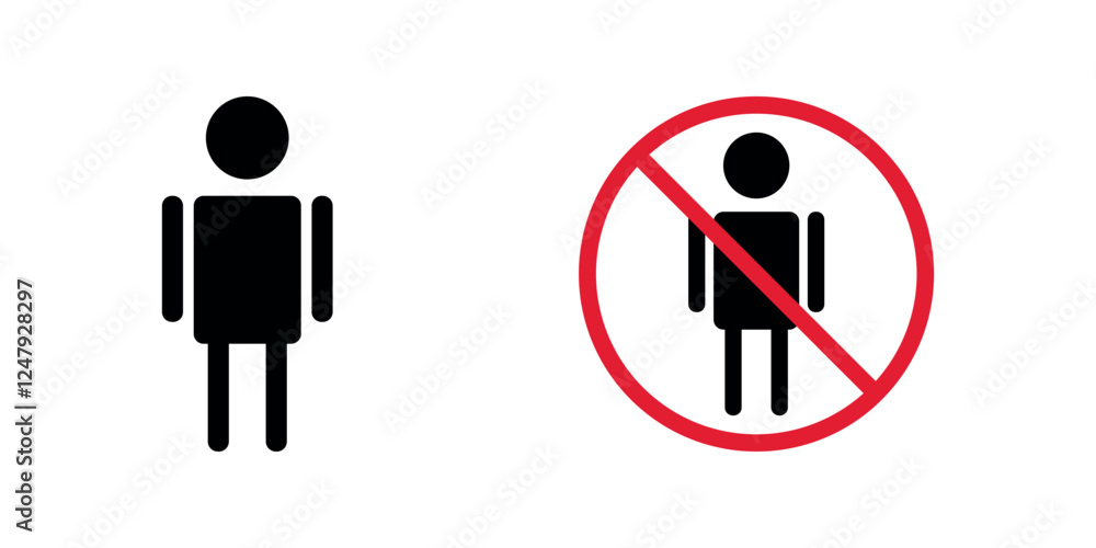 restroom sign vector, male and female bathroom icon, no entry restroom ...