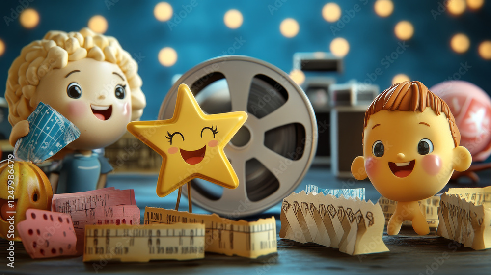 Y2k cinema mascots set isolated on white background. Contemporary ...