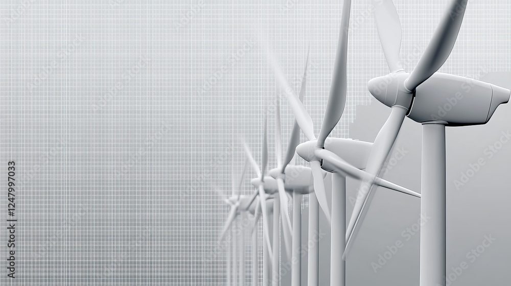 Wind turbines, windmills energy power generators front and side view ...