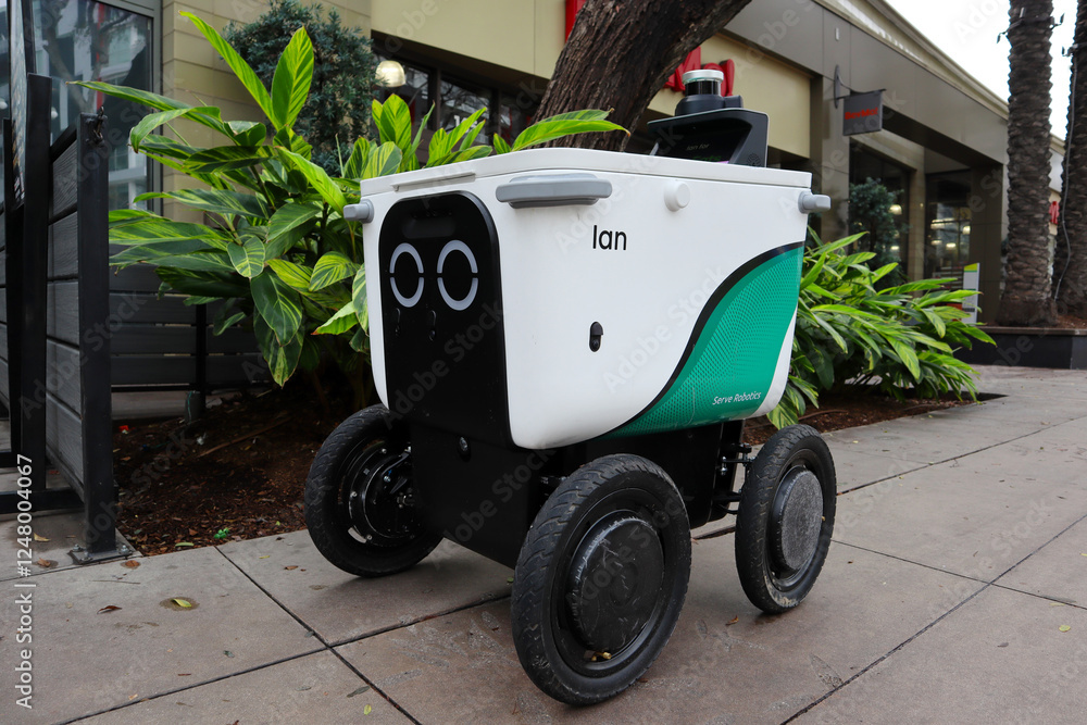 Los Angeles, California – February 6, 2025: Serve Robotics Delivery ...
